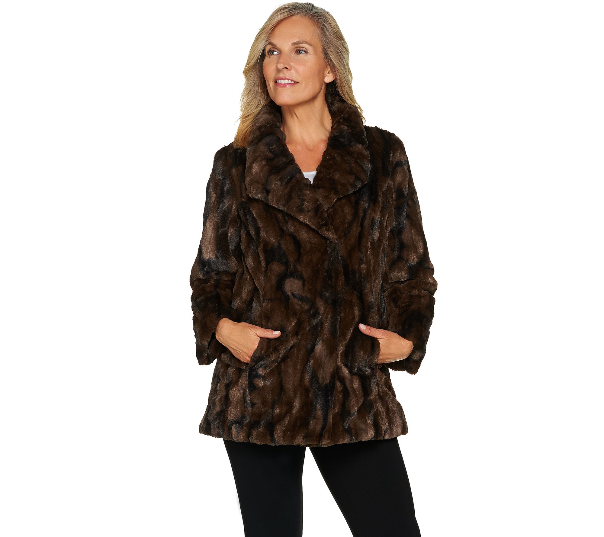 As Is Dennis Basso Sterling Collection Faux Fur Coat —