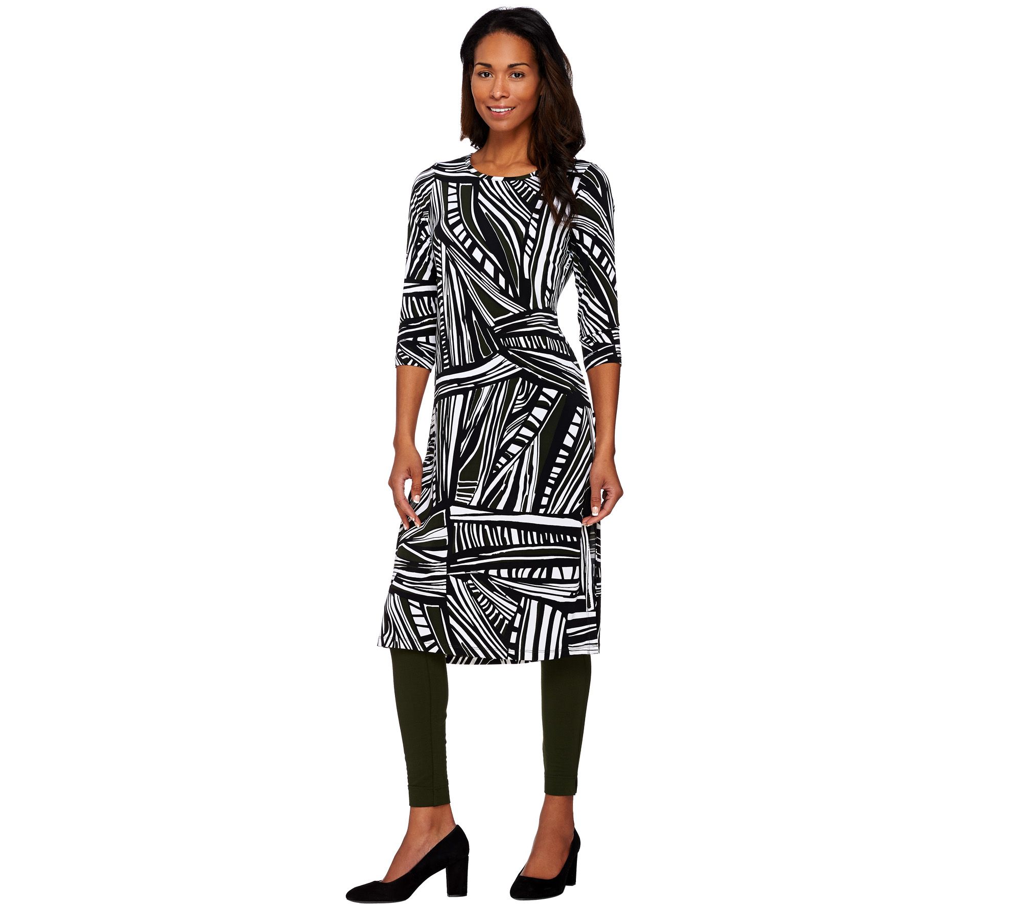 Women With Control Regular Printed Duster And Ankle Leggings Set Page 1 —