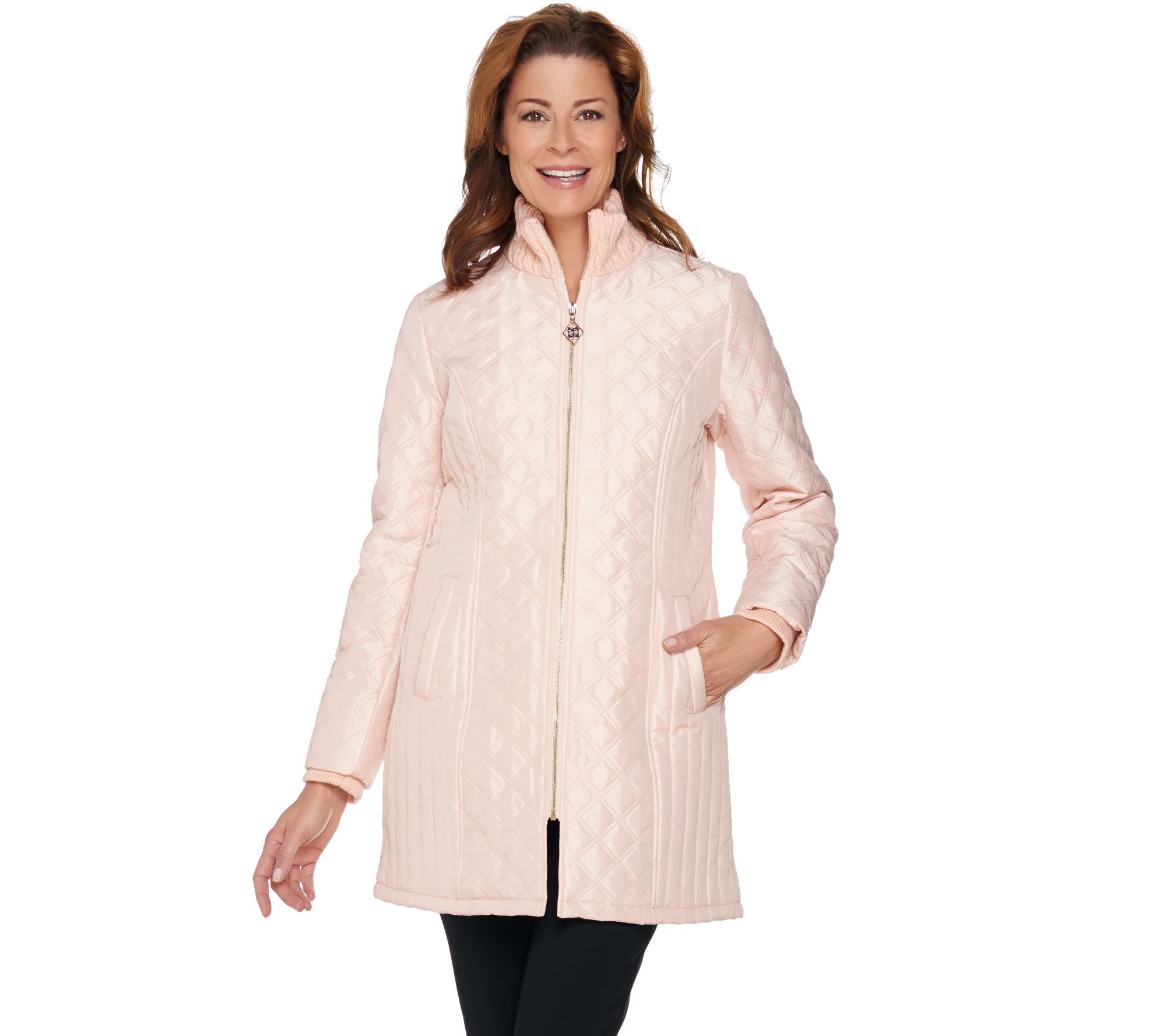 Dennis Basso Water Resistant Quilted Zip Front Jacket Page 1 —