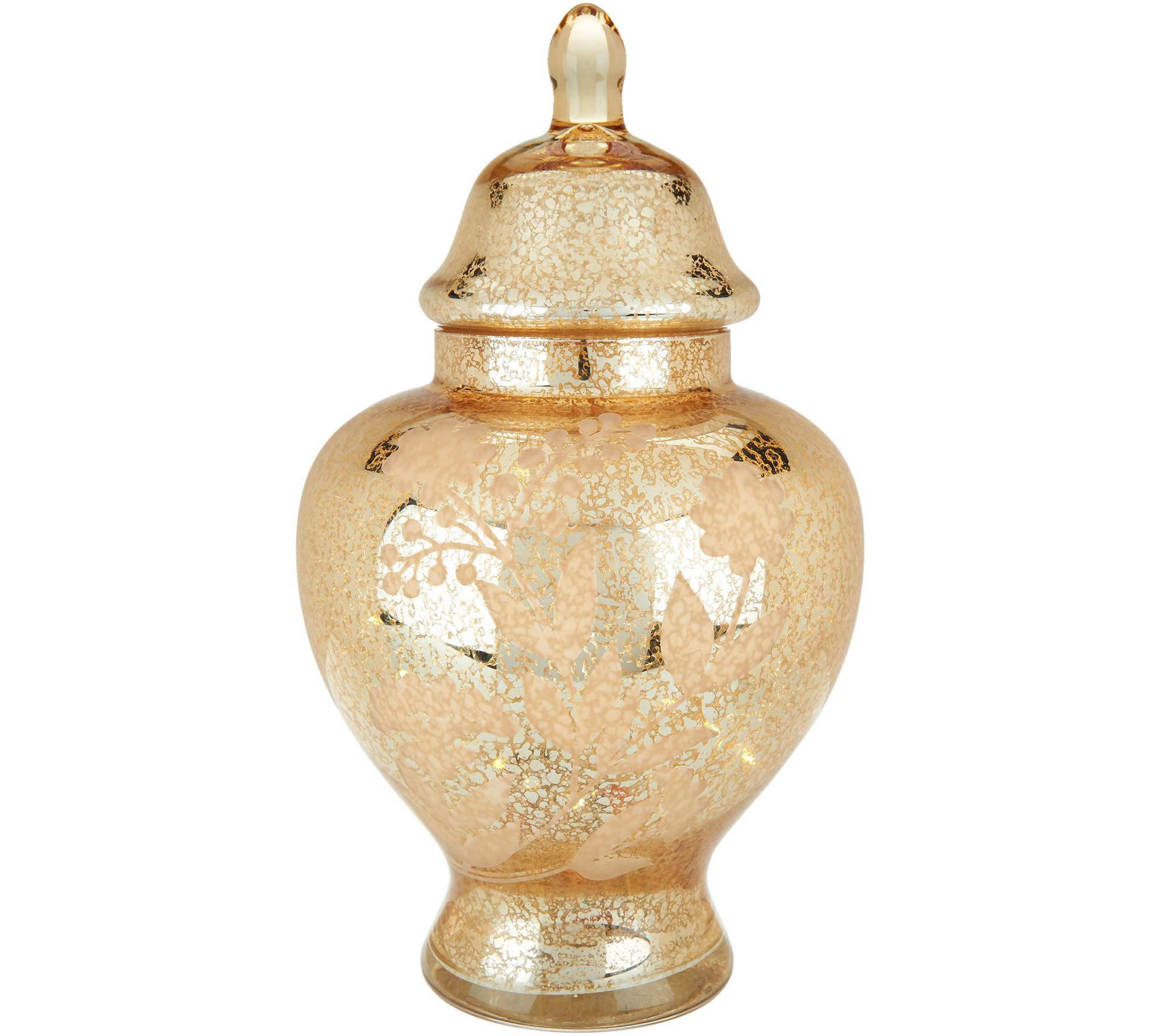 12 Etched Mercury Glass Apothecary Jar W Microlights By Valerie