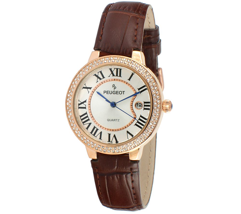 Peugeot Women's Rosetone Brown Leather Watch - Page 1 — QVC.com Peugeot Women's Rosetone Brown Leather Watch - Page 1 — QVC.com