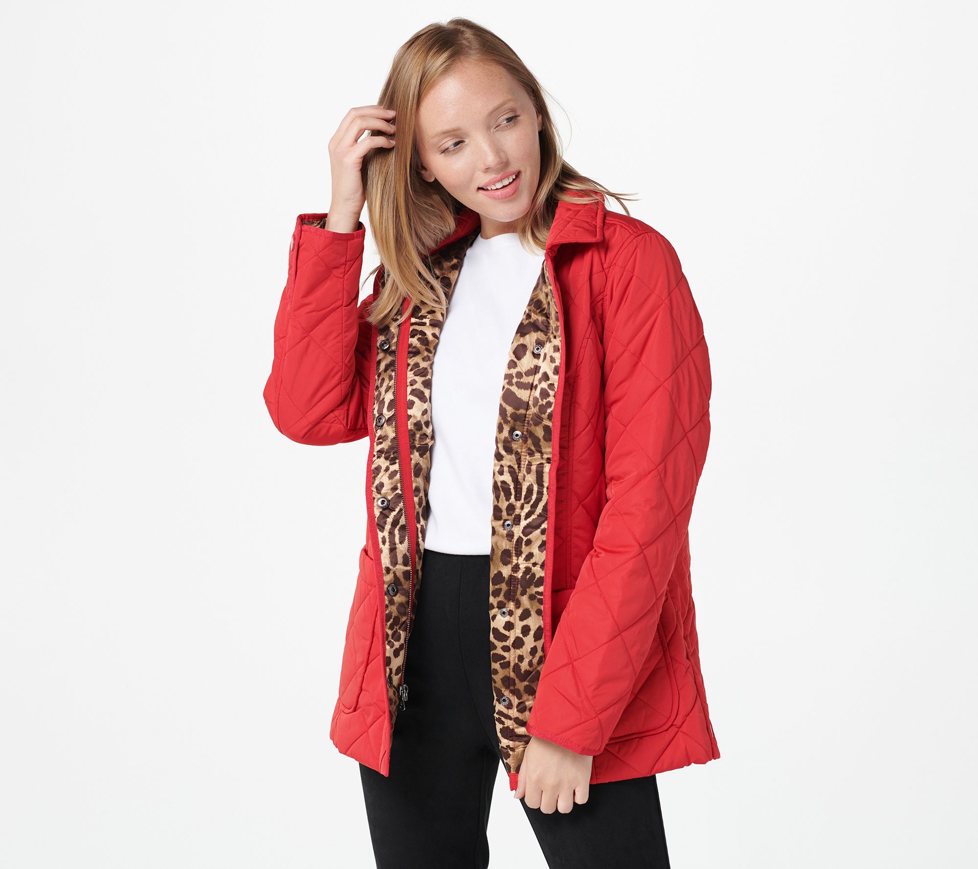 (QVC) Isaac Mizrahi Live! Quilted Barn Jacket with Printed Lining ...