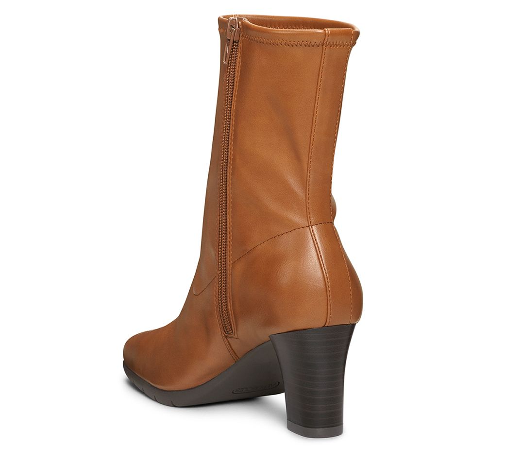 Aerosoles Tailored Stacked-Heel Boots - Cinnamon - QVC.com