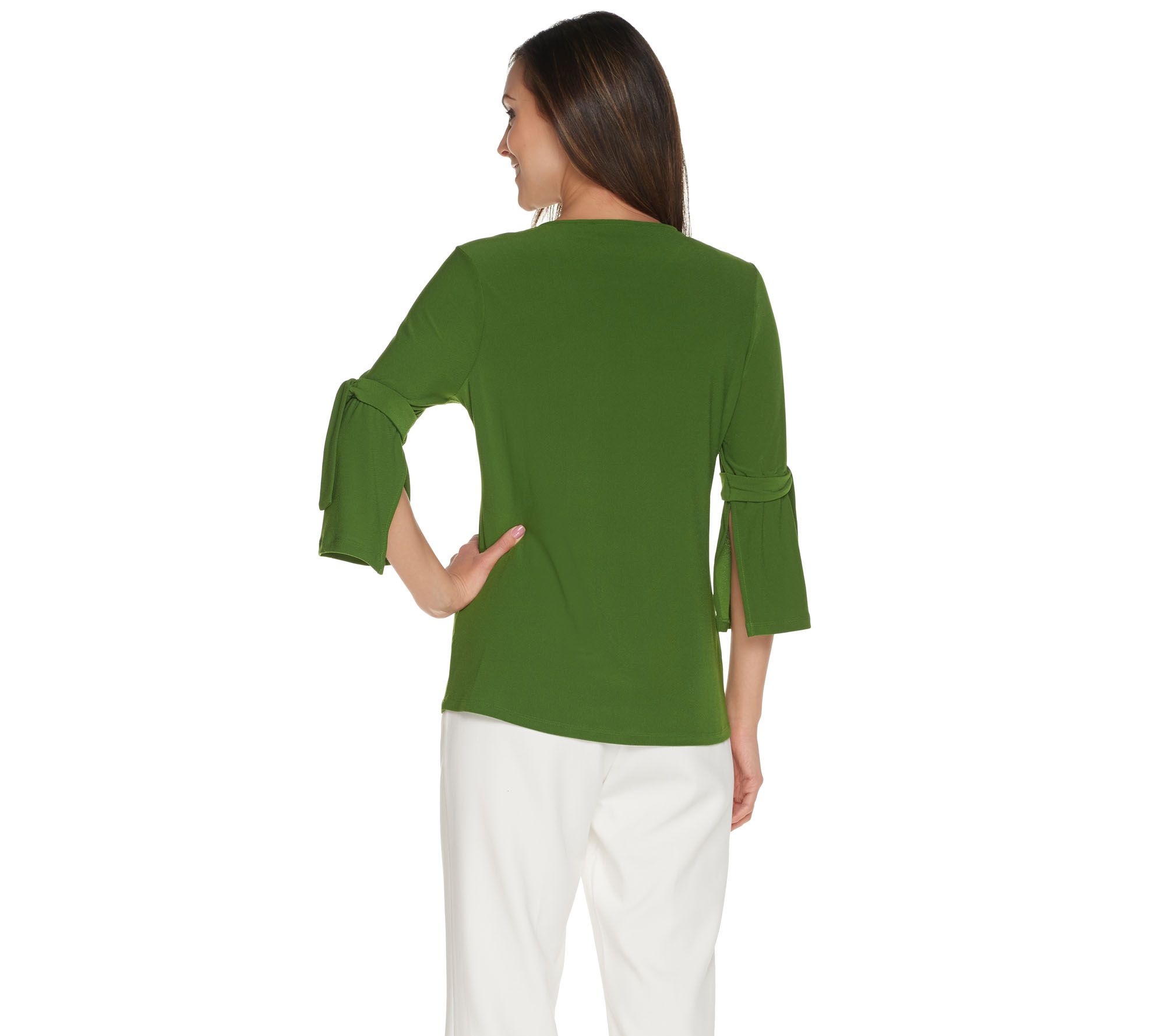 Every Day By Susan Graver Textured Liquid Knit Top With Tie Sleeves