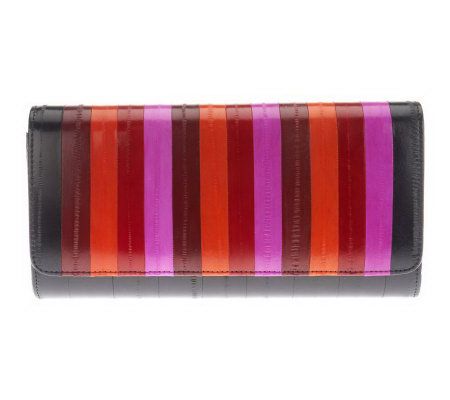 Lee Sands Ladies Eelskin Flap Front East West Clutch Bag | Photowire