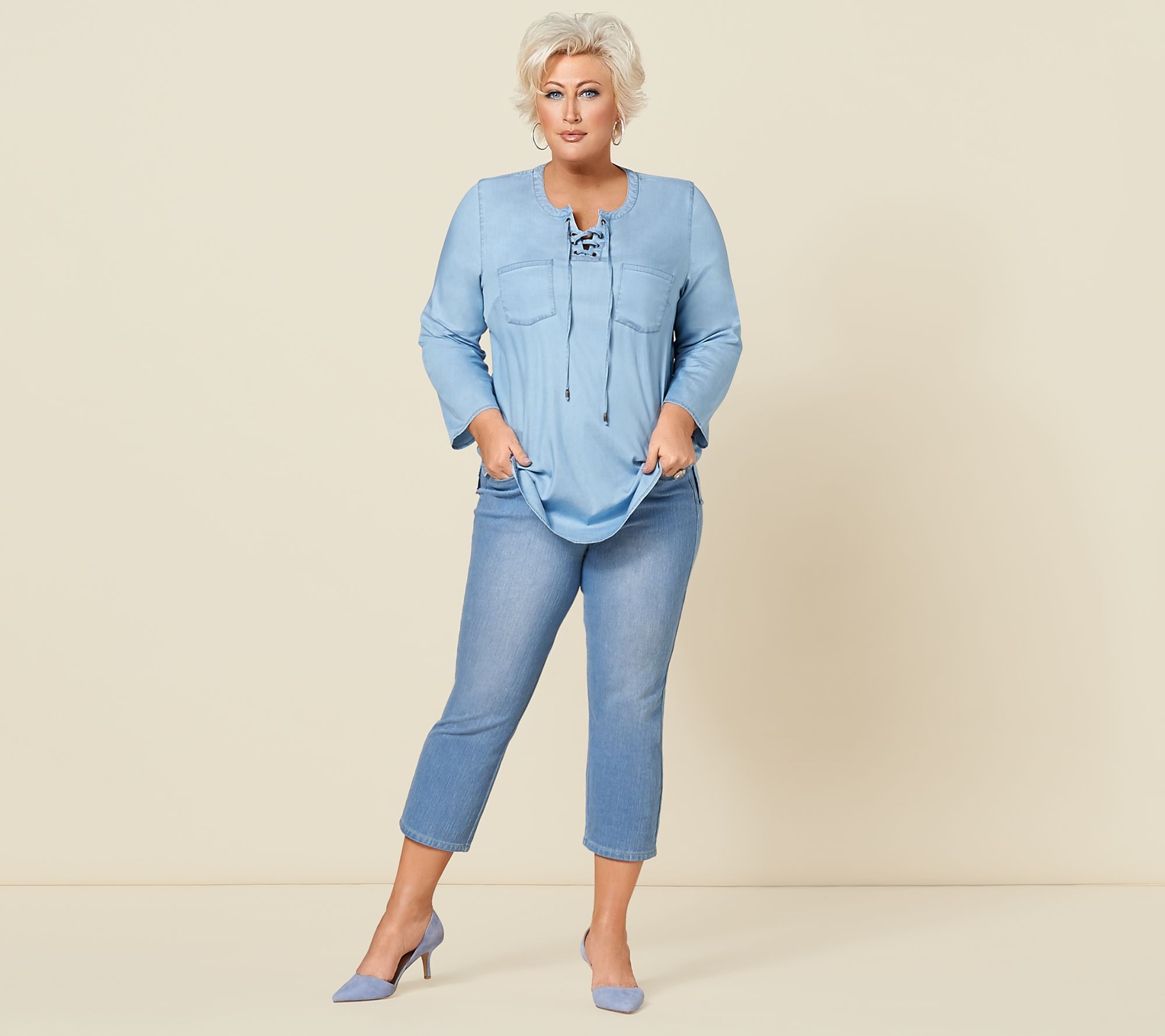 Belle by Kim Gravel Flexibelle Cropped Jeans - Page 1 — QVC.com