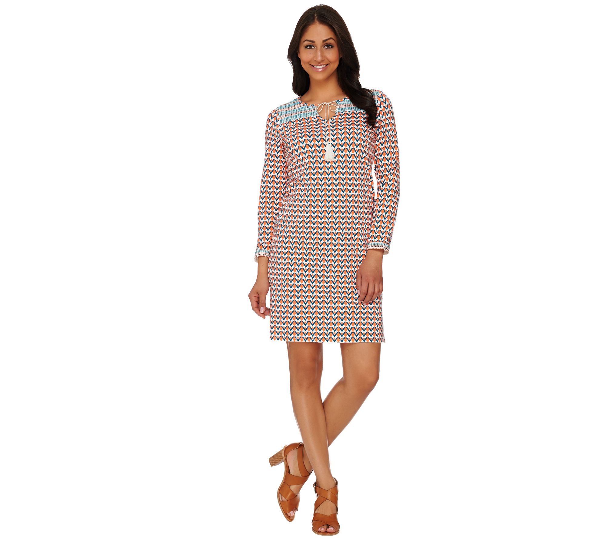 C. Wonder Printed Knit Dress with Embroidery - Page 1 — QVC.com