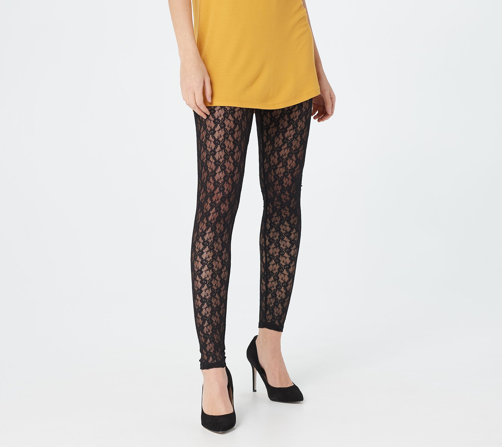 Logo By Lori Goldstein Sheer Lace Pull On Legging