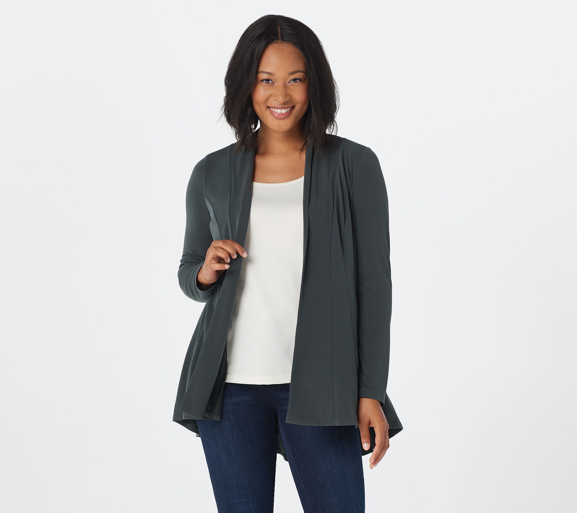 Susan Graver Liquid Knit Long Sleeve Cardigan - QVC.com