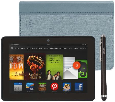 (QVC) 9/27/14 Kindle Fire HDX 7 WiFi Tablet with Convertible Case and ...