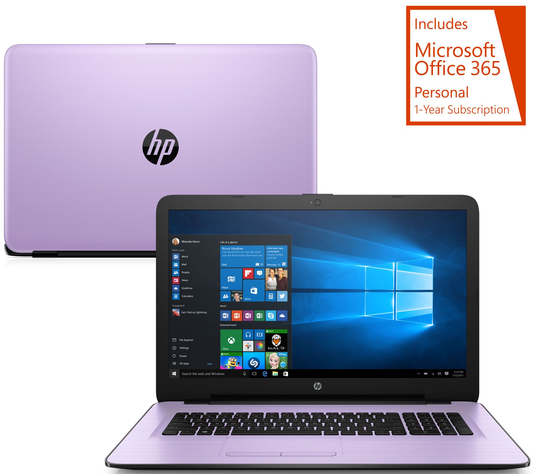 HP 17 Laptop in Fashion Colors AMD A12, 12GB, 2TB HD, Support & MS ...