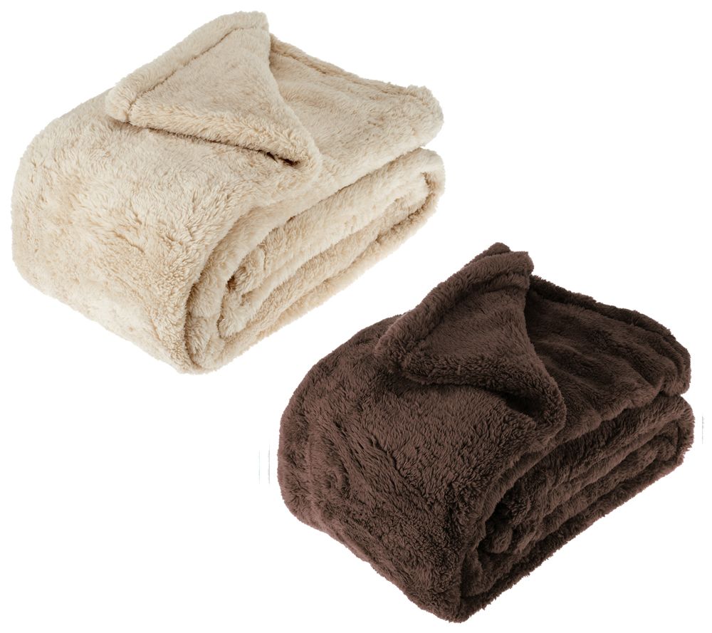 (QVC) Berkshire Blanket Set of 2 Super Soft 55x 70 Fluffie Throws ...
