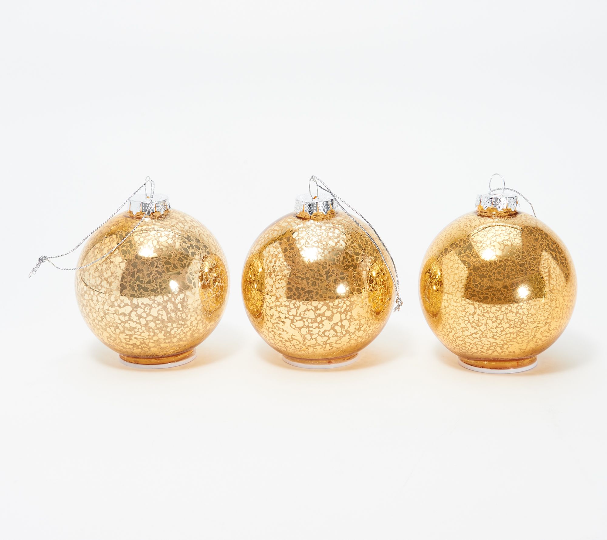 Home Set Of Three Holiday Decor Led Lighted Mercury Glass Twinkling