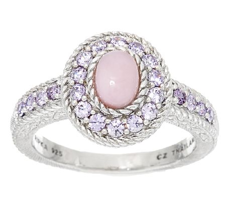 Judith Ripka Oval Cabochon Gemstone & Pave Diamonique Ring | Linkcat