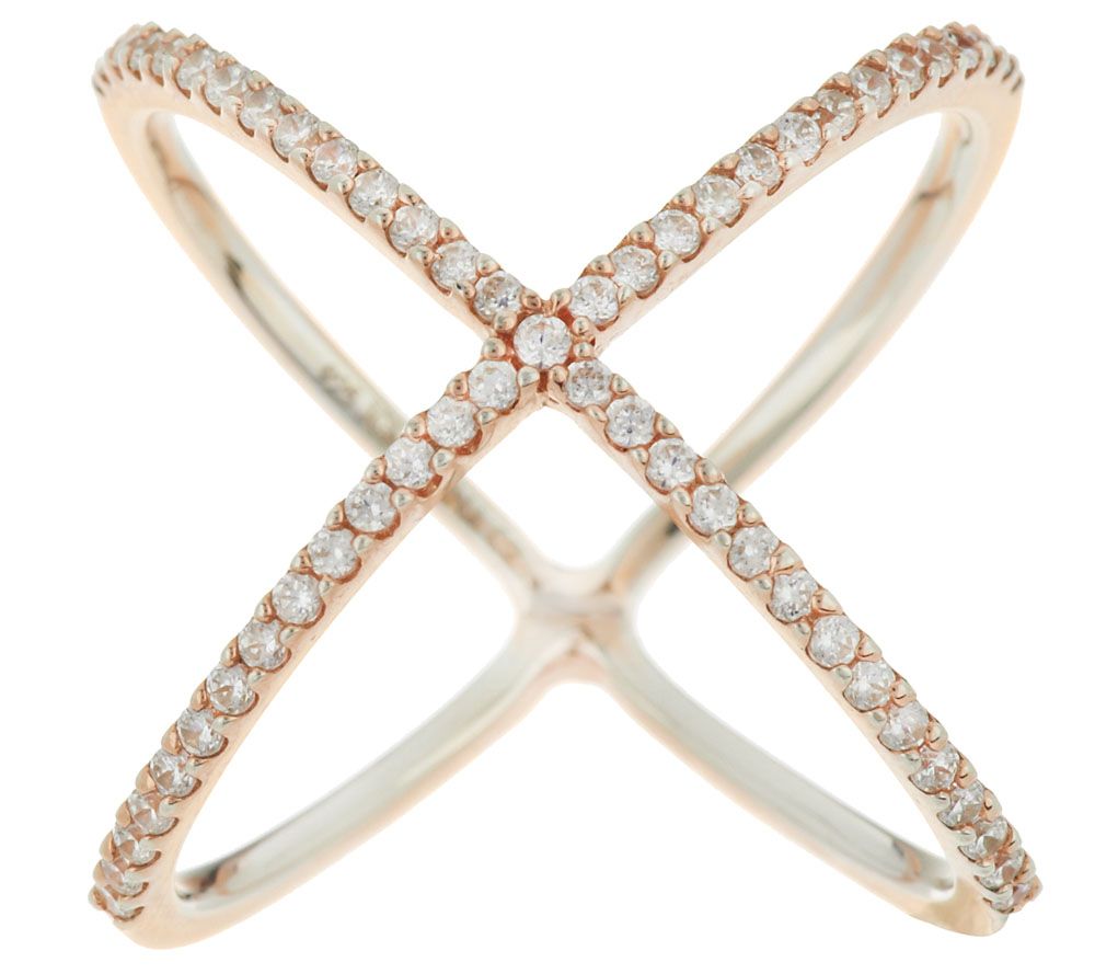 Ships 10/24/14 Diamonique 4/10cttw Pave X-design Ring, Sterling Or 18k ...