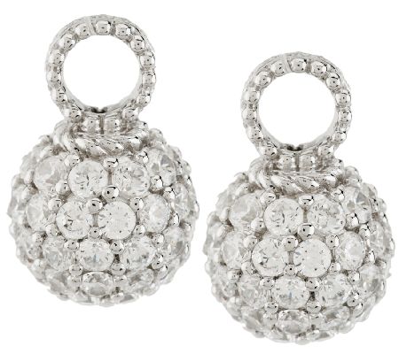 Judith Ripka Sterling 4.50ct Diamonique Bead Set Of 2 Hoop Charms ...
