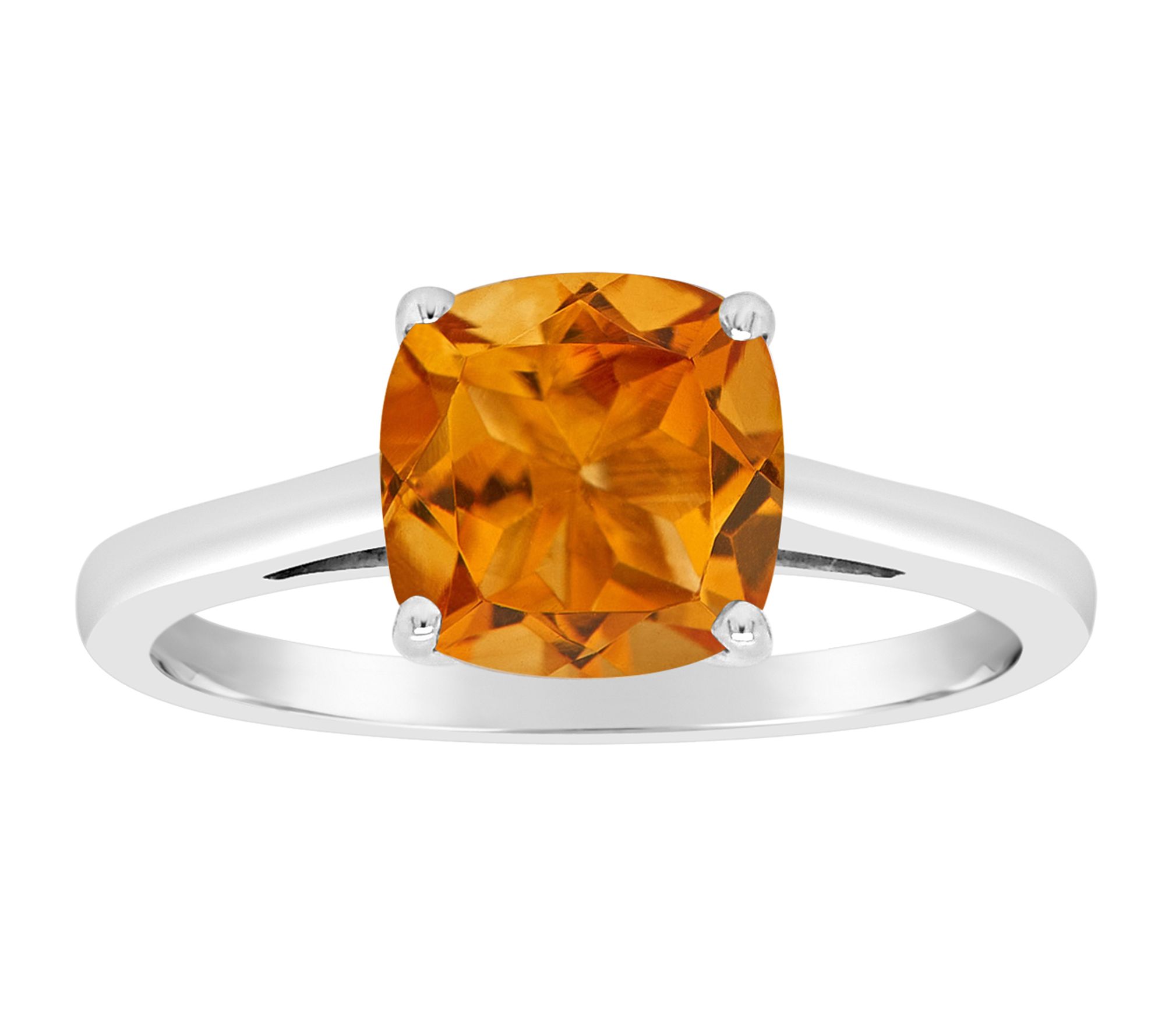 Sterling Silver Cushion-Cut Solitaire Gemstone Ring - QVC.com