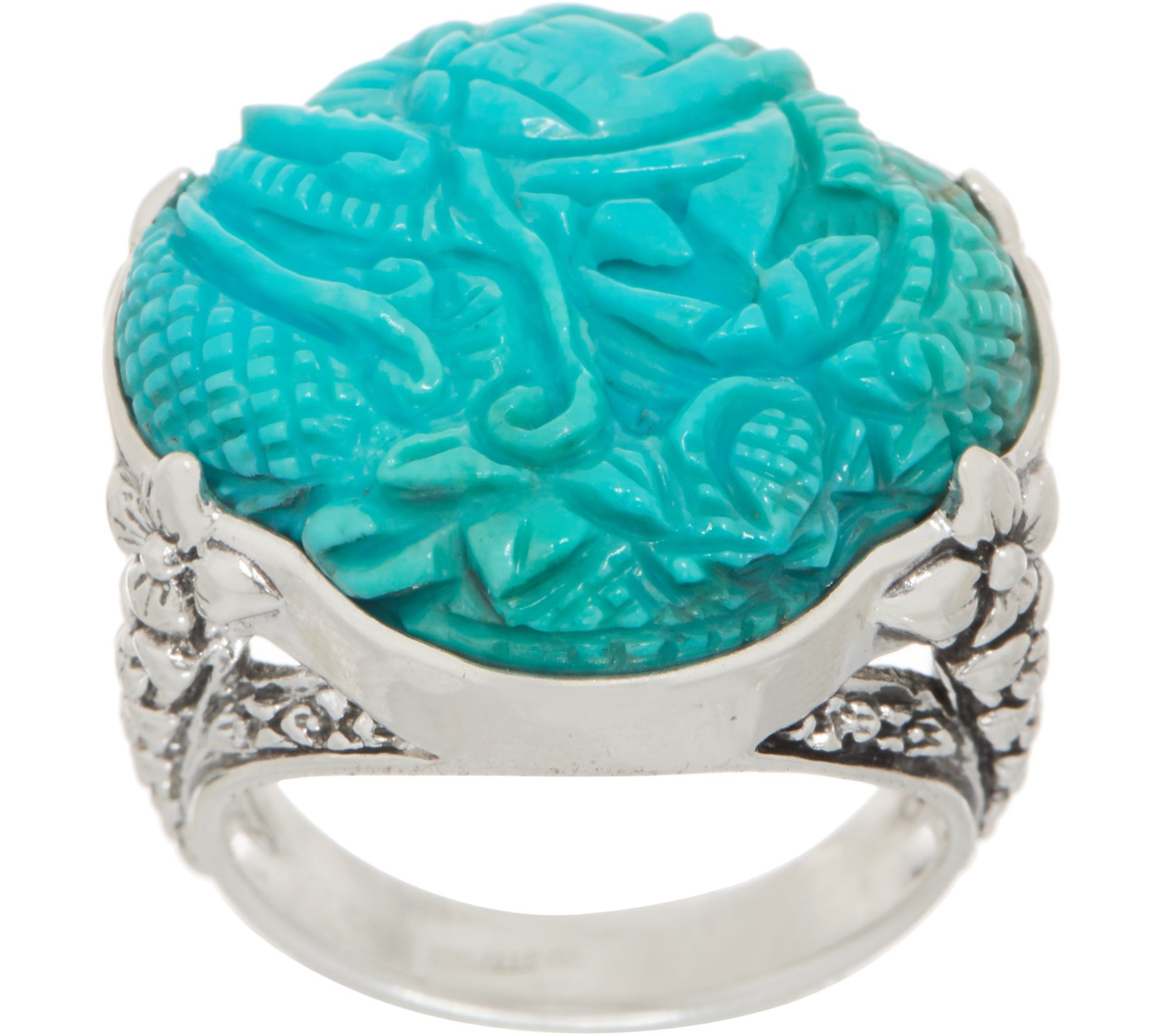 Stephen Dweck Sterling Silver Carved Turquoise Ring - QVC.com