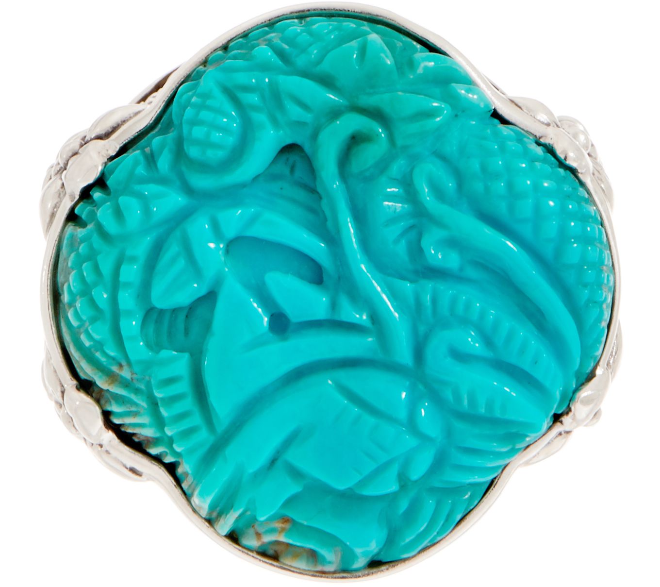 Stephen Dweck Sterling Silver Carved Turquoise Ring - QVC.com