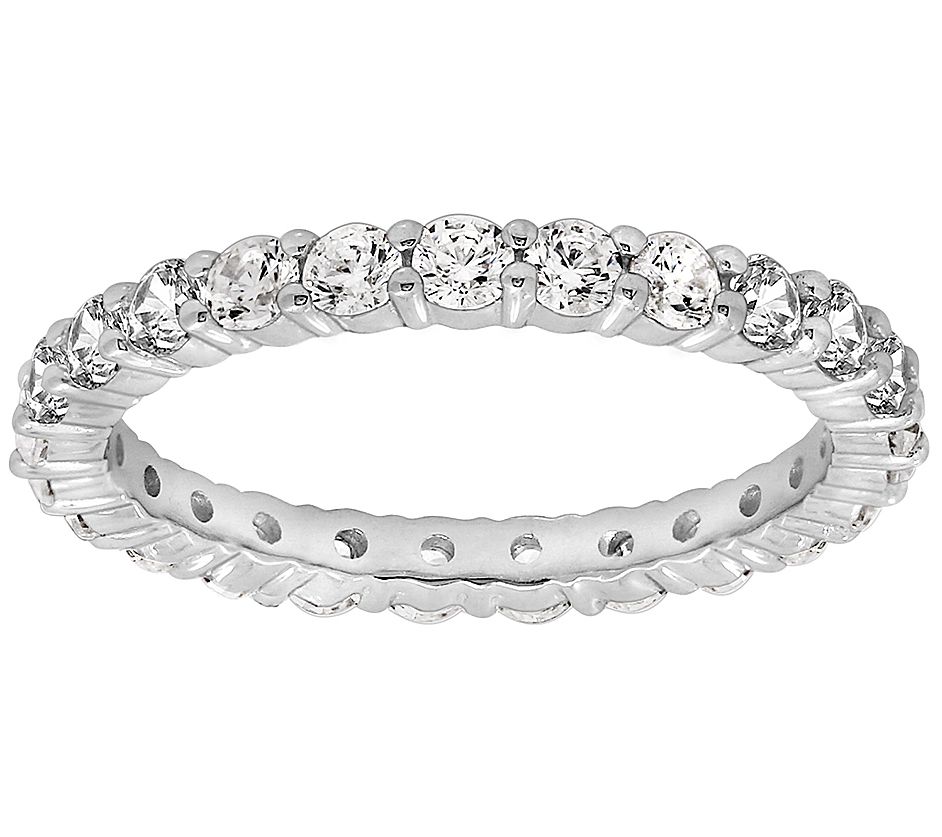 Diamonique 1.50cttw Round Eternity Band Ring, Sterling - QVC.com