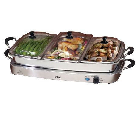 Elite Platinum Deluxe 3 X 2.5 Qt. Electric Buffet Server | Buzzcat