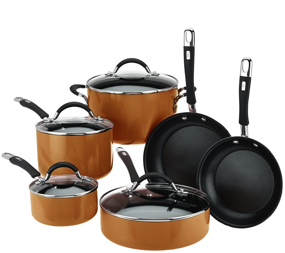 (QVC) 5/6/15CooksEssentials Porcelain Enamel 10-piece Cookware Set ...